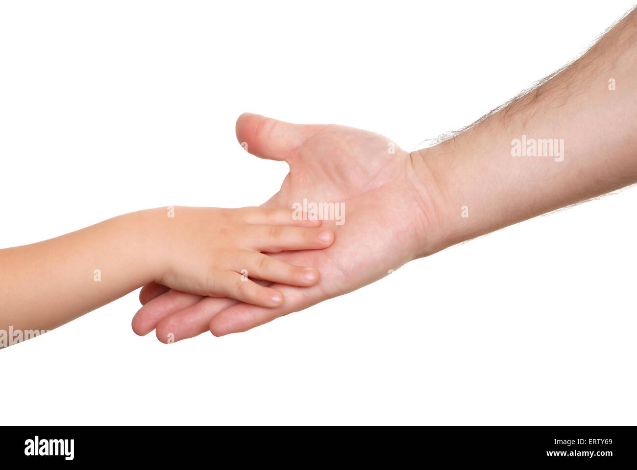 Hand shake of the child and father isolated Stock Photo - Alamy