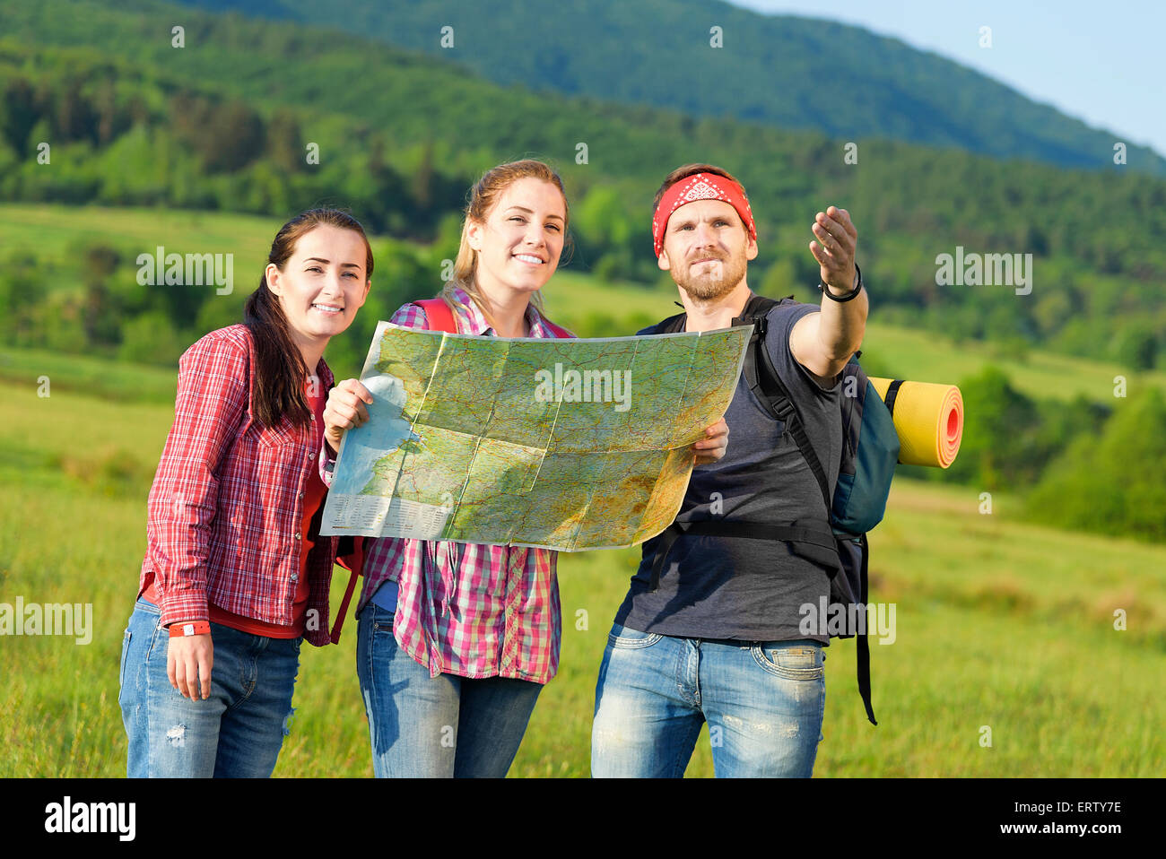 Young friends tourists Stock Photo - Alamy