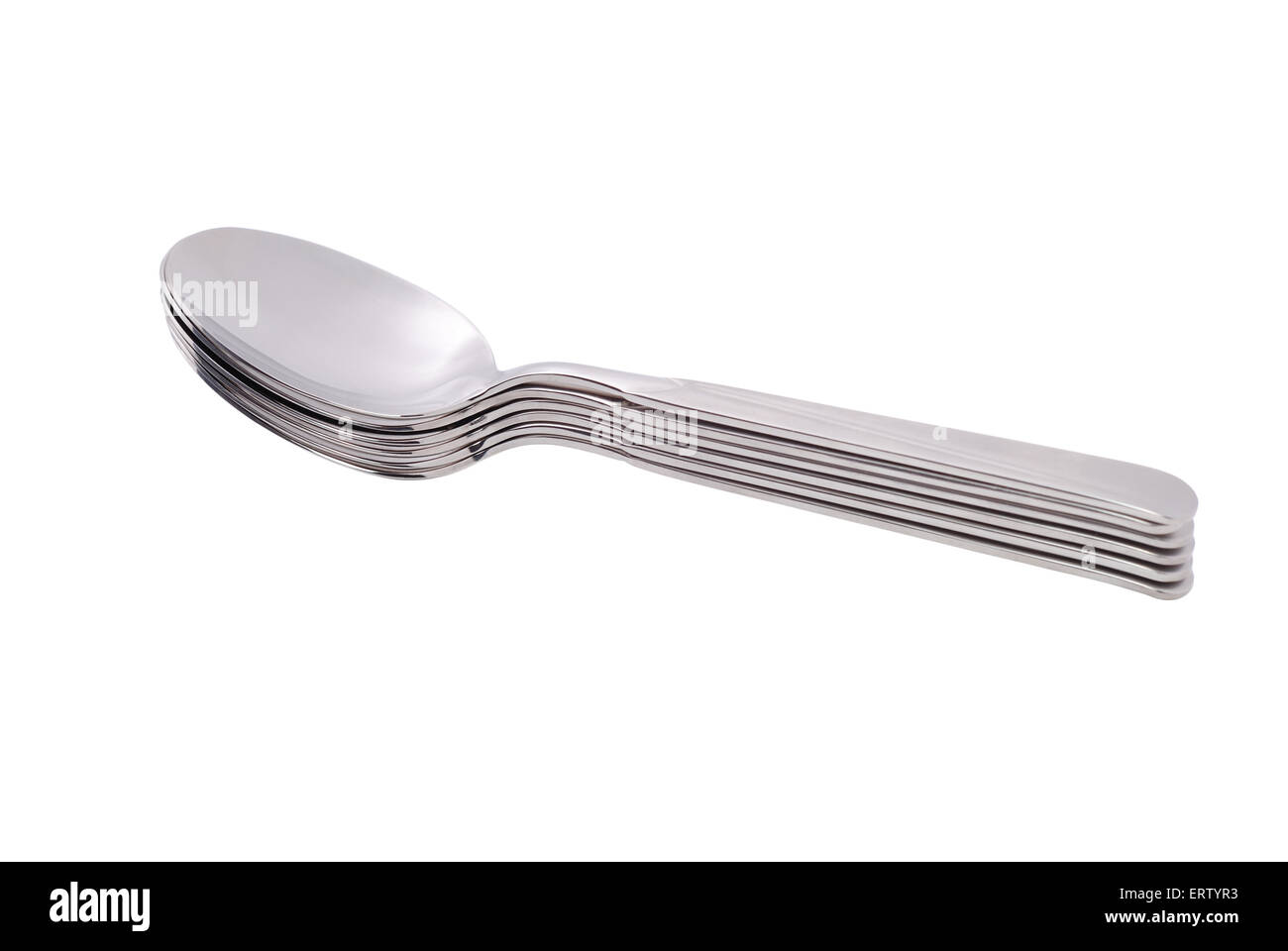 Photo of stack whole spoons isolated on white Stock Photo - Alamy