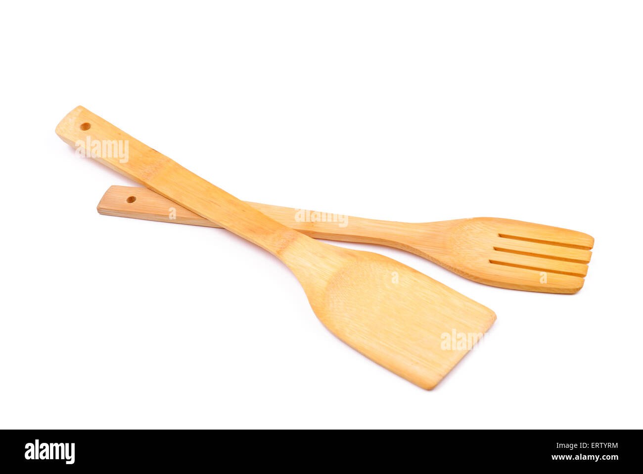 Wooden cooking utensils on white background Stock Photo - Alamy