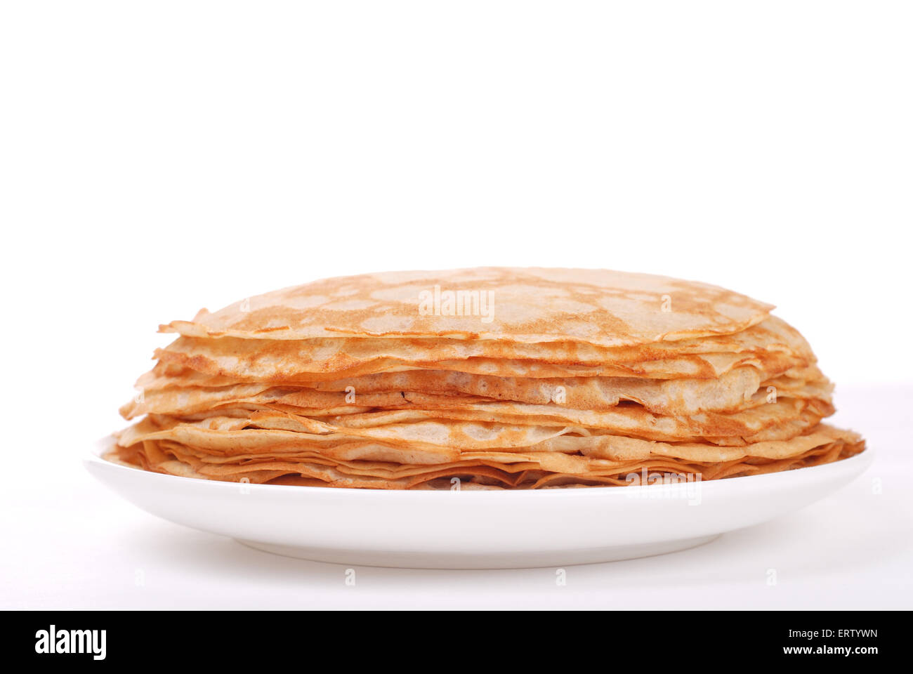 Stack of crepes on a plate isolated Stock Photo - Alamy