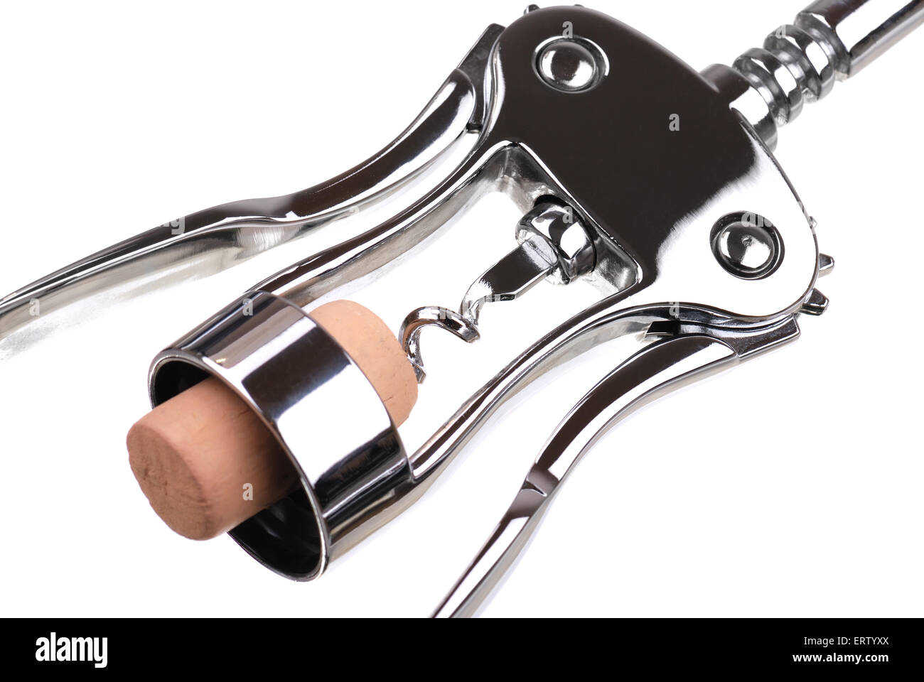 Corkscrew with a stopper isolated on white Stock Photo - Alamy