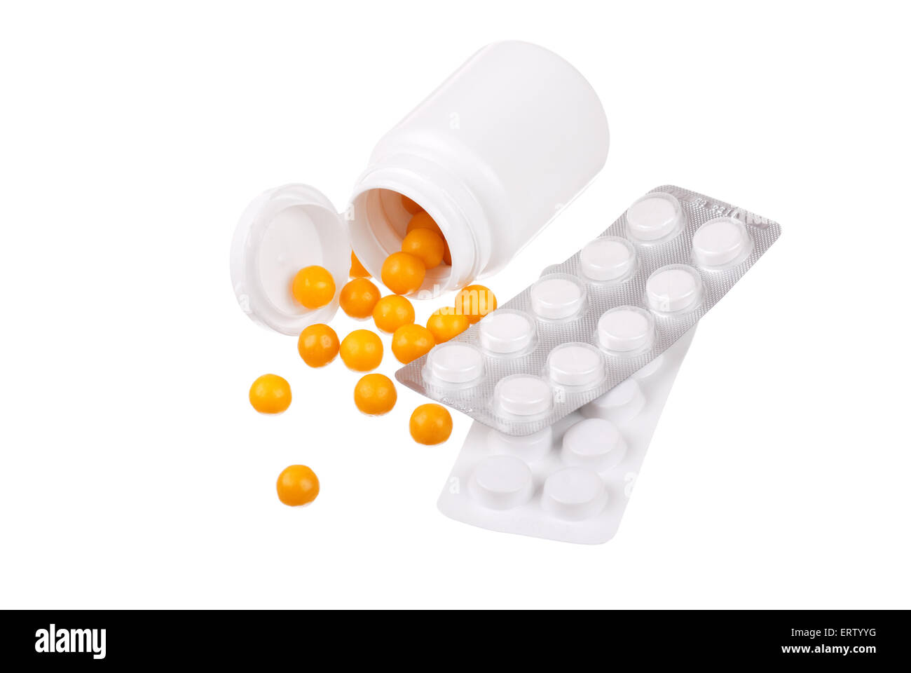 Photo of various tablets isolated on white Stock Photo - Alamy