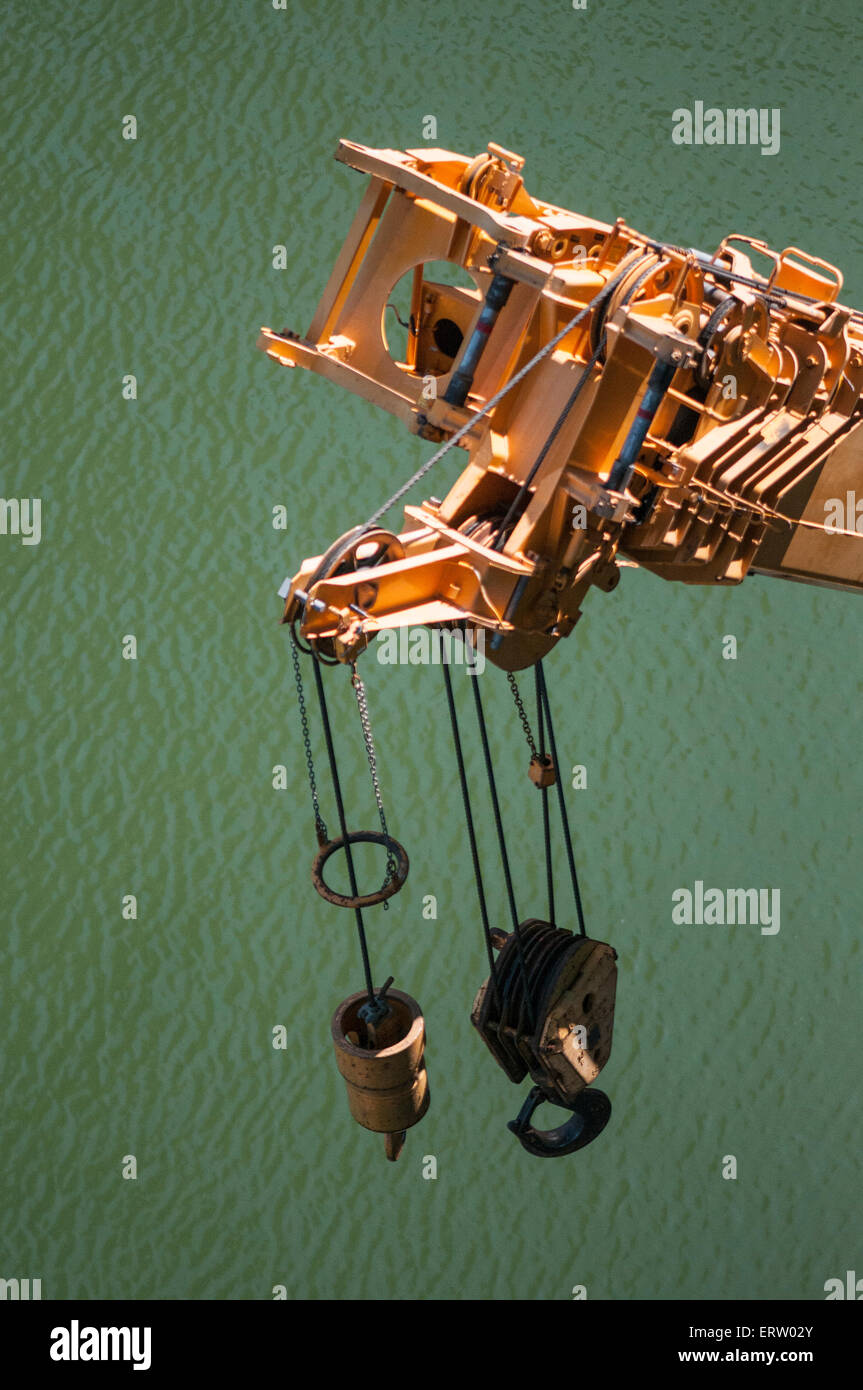 Green water below crane with lightly rippled water hi-res stock ...