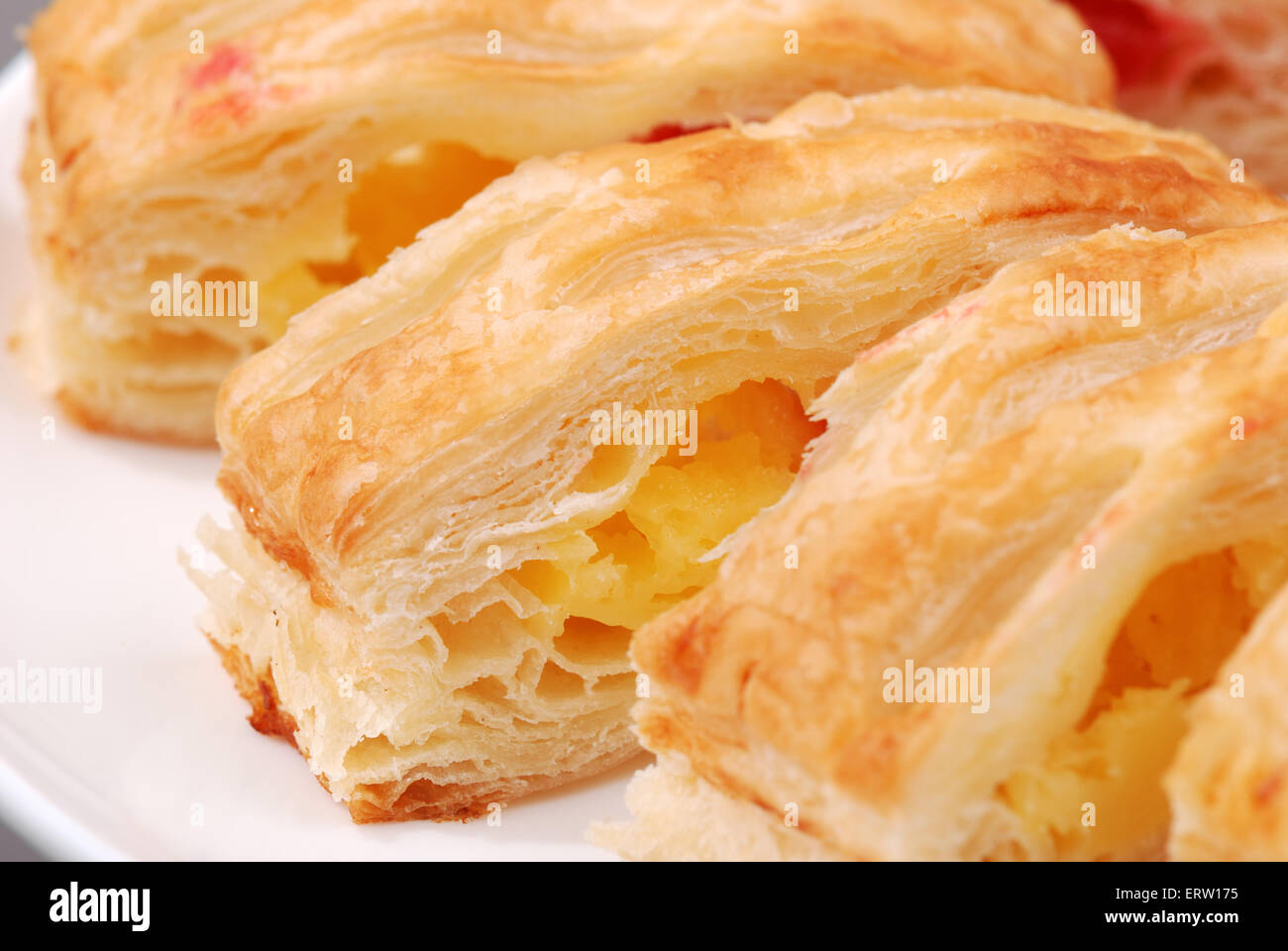 Background from sliced bun on a plate Stock Photo - Alamy