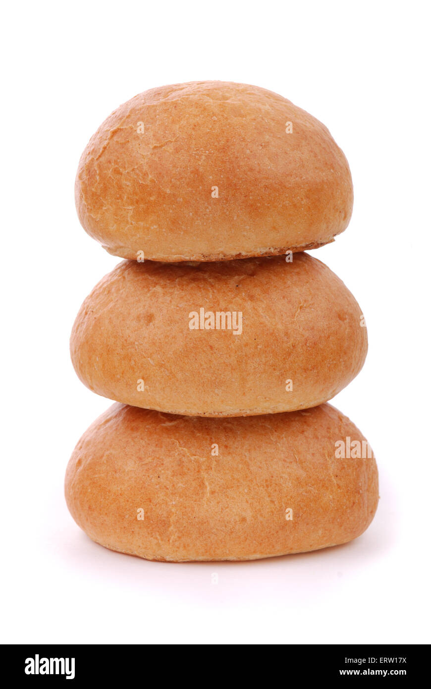 Three fresh buns isolated on white Stock Photo - Alamy