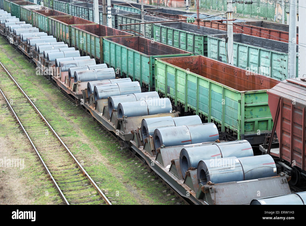 Transportation of cargoes and metal by rail Stock Photo - Alamy