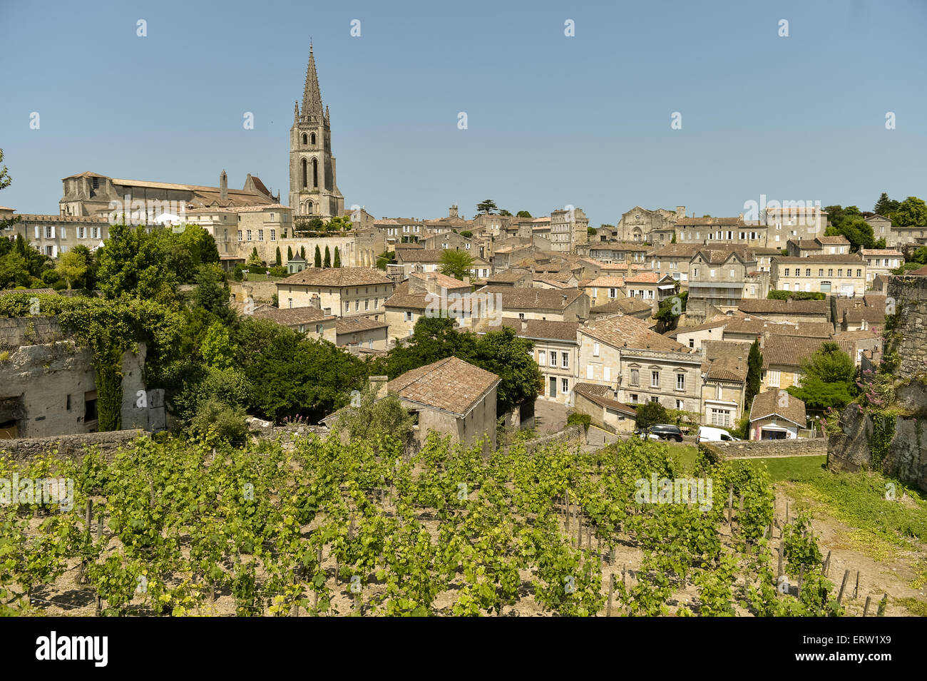 Vineyard and village of Saint-Emilion Stock Photo - Alamy
