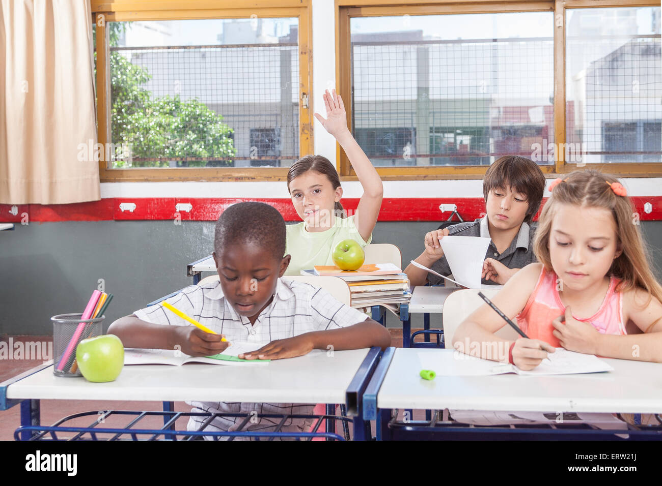 Boys in the class room Stock Photo - Alamy