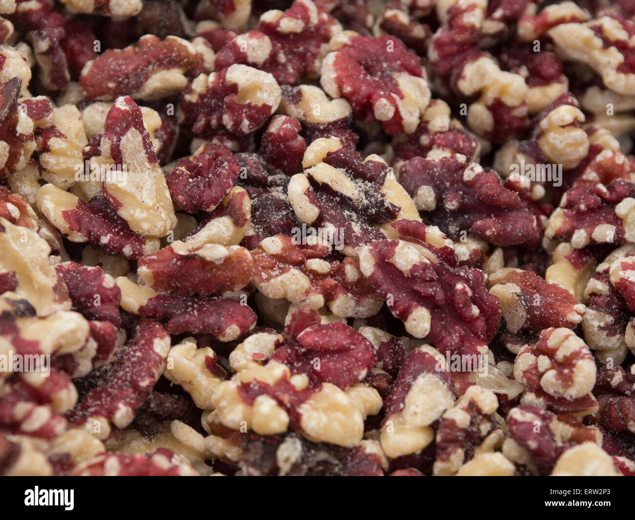Group of Red Walnuts Background Stock Photo - Alamy