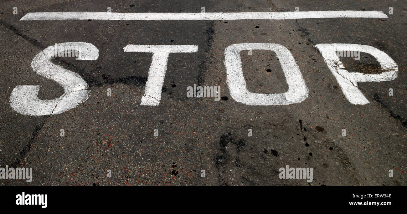 White stop marking hi-res stock photography and images - Alamy