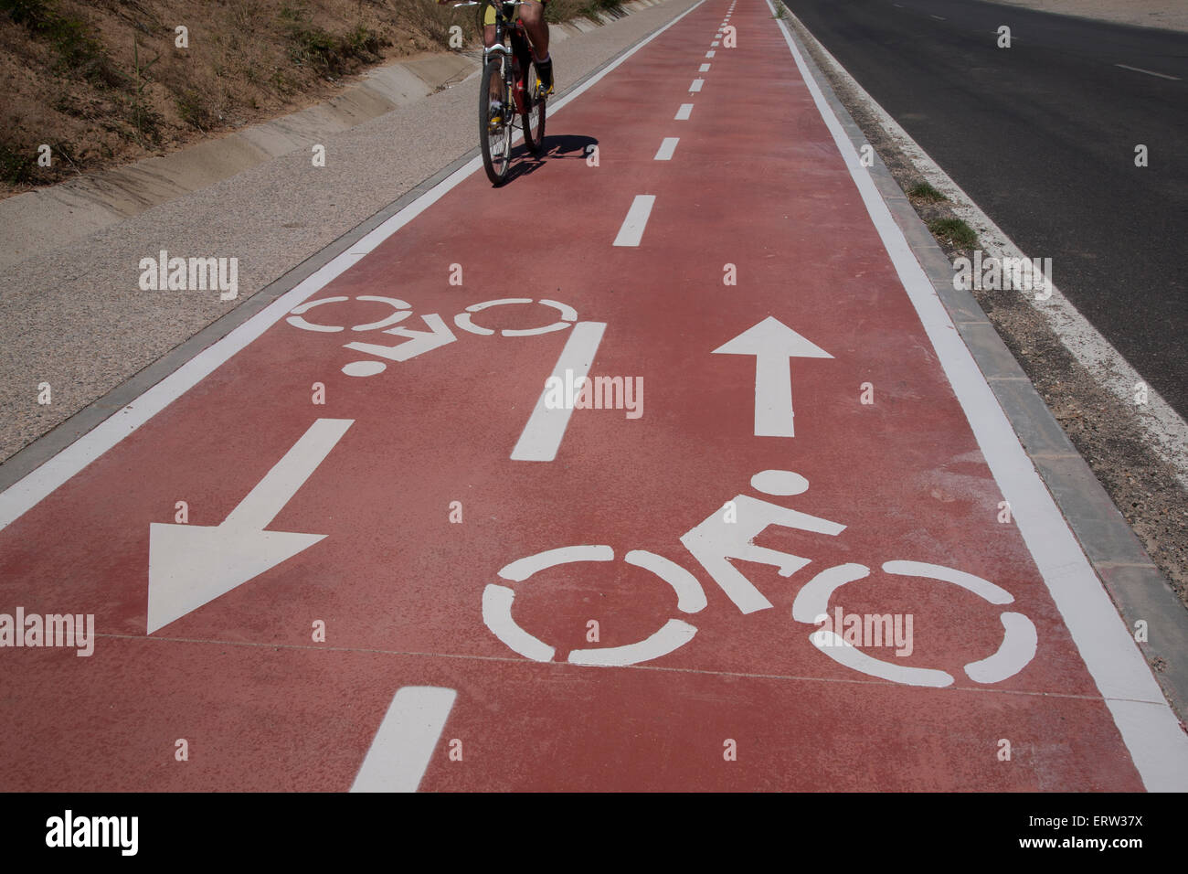 Bike Lane Symbol with Cyclist in Urban Setting Stock Photo - Alamy
