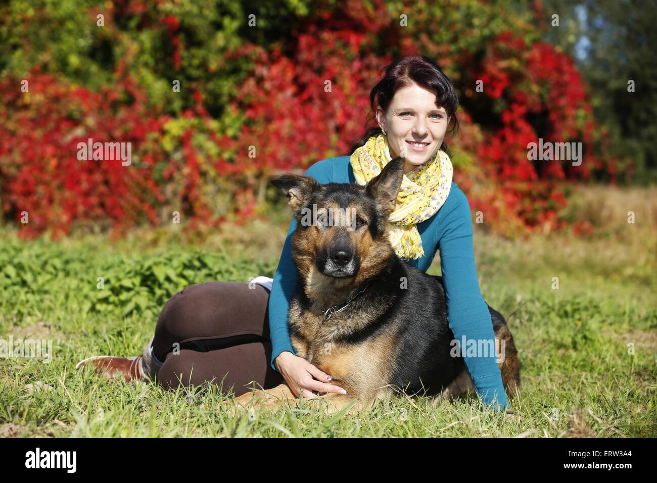woman with shepherd Stock Photo - Alamy