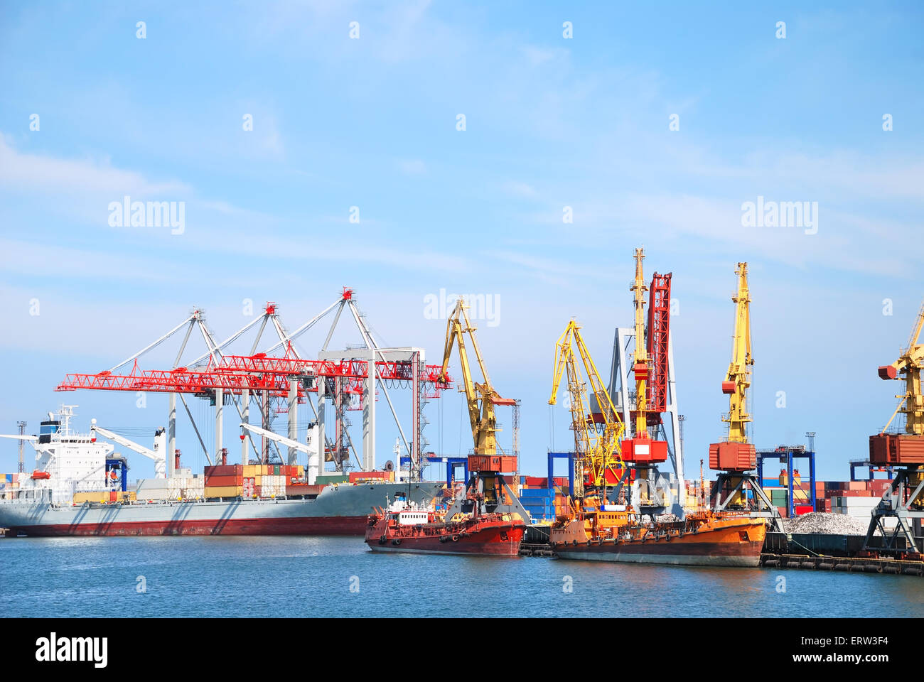 Port warehouse with containers and industrial cargoes Stock Photo - Alamy