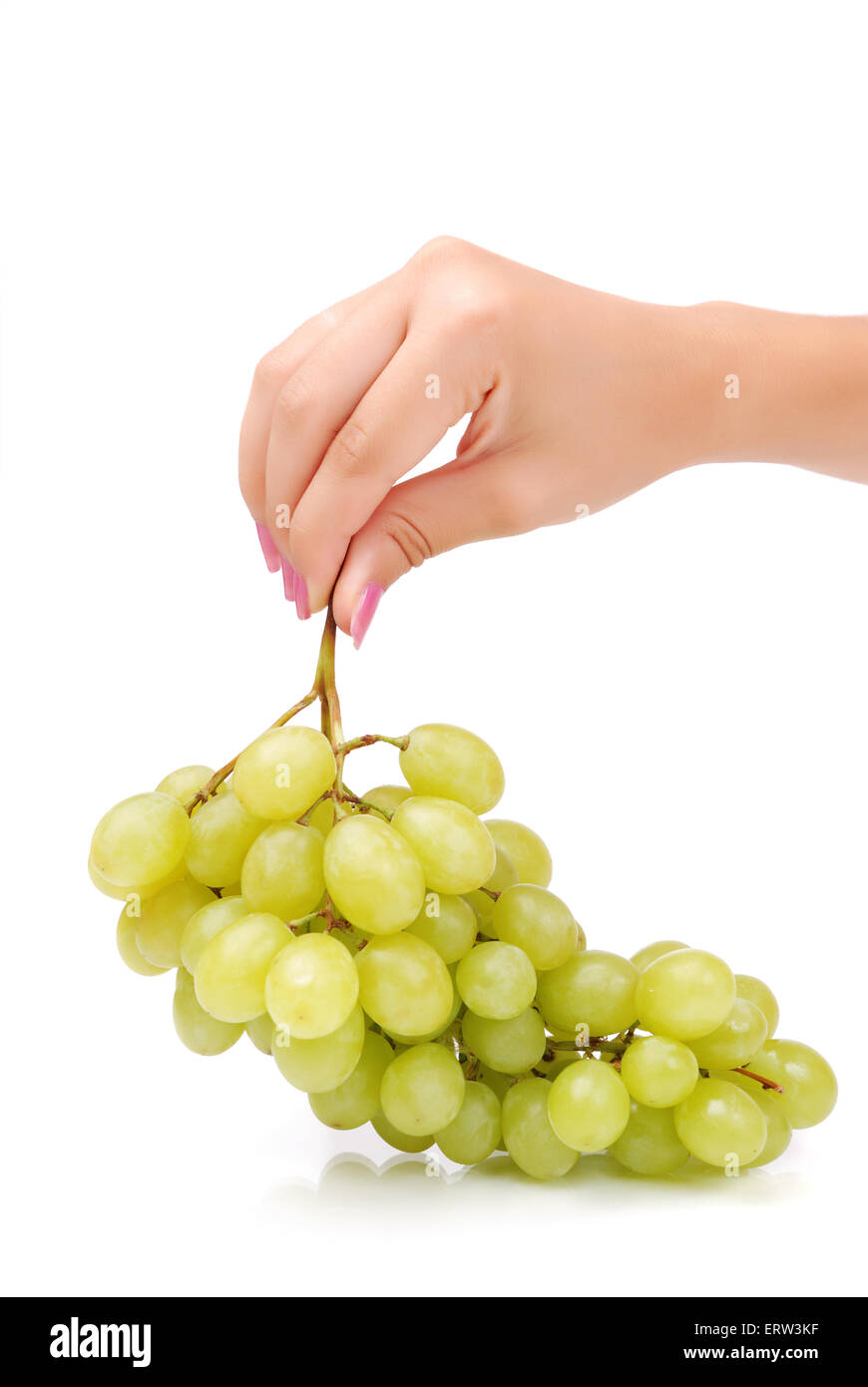 Bunch green grapes hand Cut Out Stock Images & Pictures - Alamy