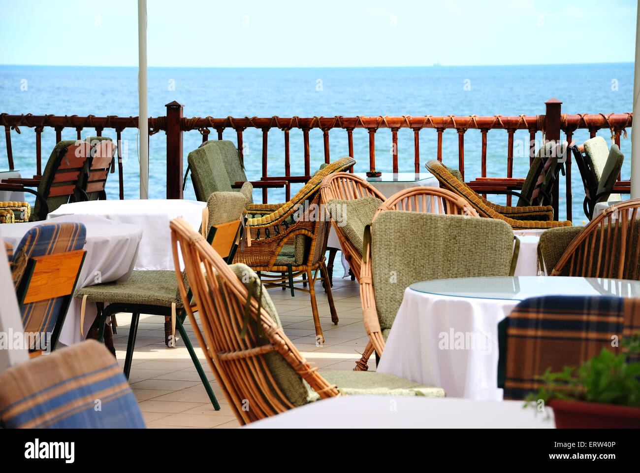 Interior of a summer open-air cafe Stock Photo - Alamy