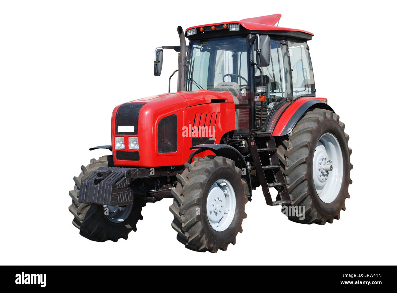 New red tractor isolated on white background Stock Photo - Alamy