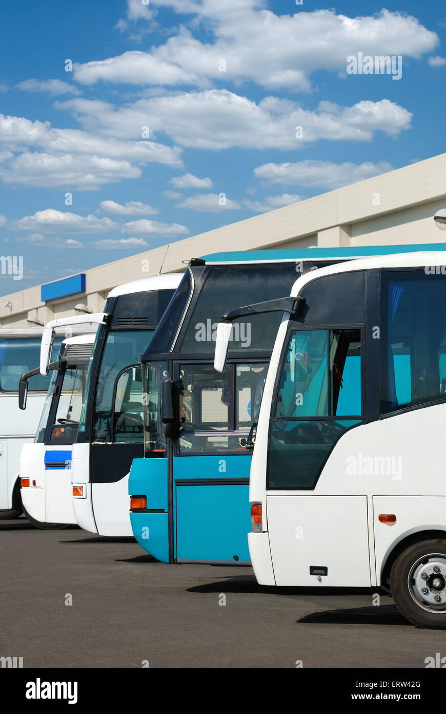 Tourist buses on a parking expect passengers Stock Photo - Alamy