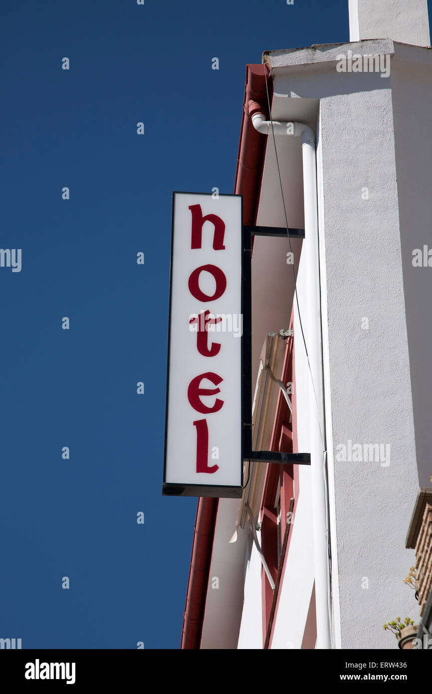 Hotel Sign against Blue Sky Background Stock Photo - Alamy