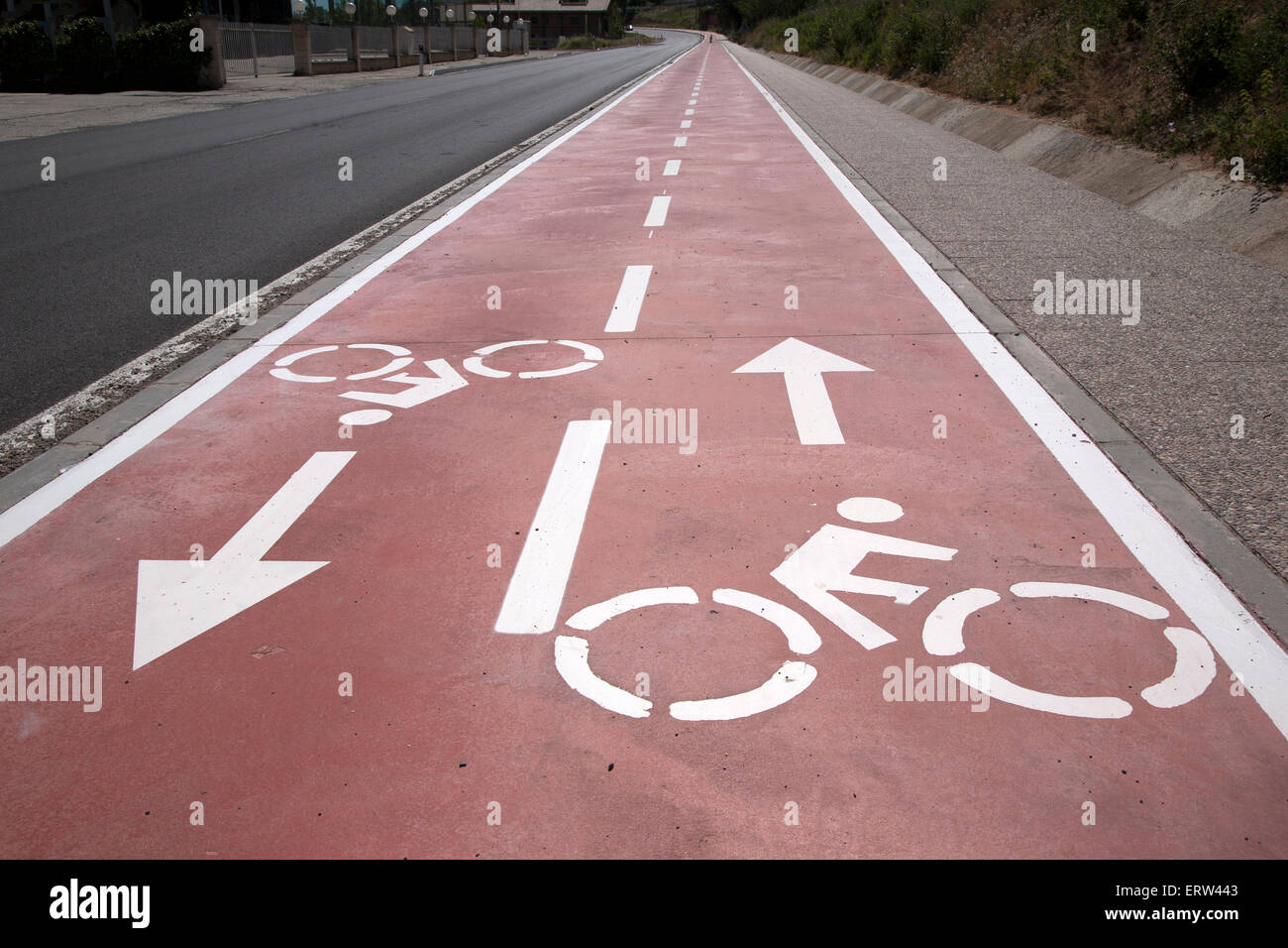 Bike Lane Symbol in Urban Setting Stock Photo - Alamy