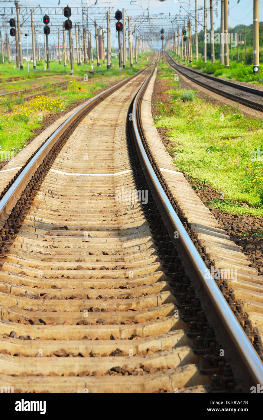 Summer railroad landscape Stock Photo - Alamy