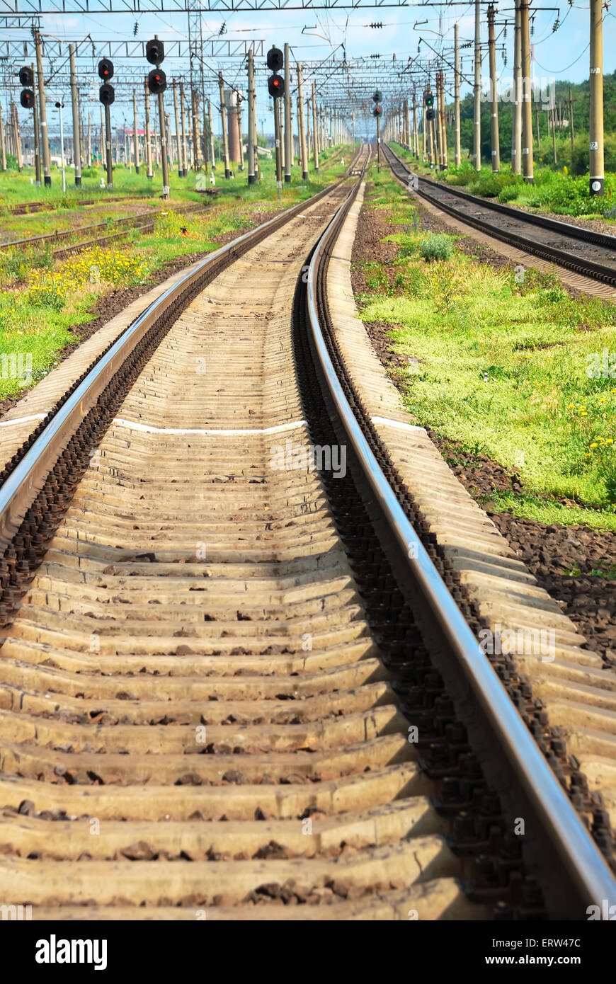 Summer railroad landscape Stock Photo - Alamy