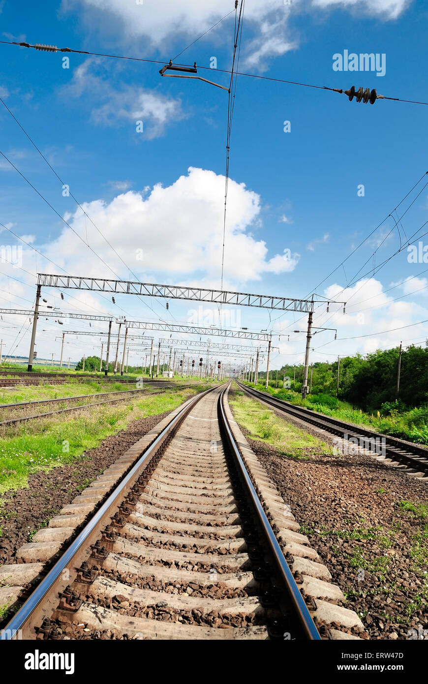 Summer railroad landscape Stock Photo - Alamy