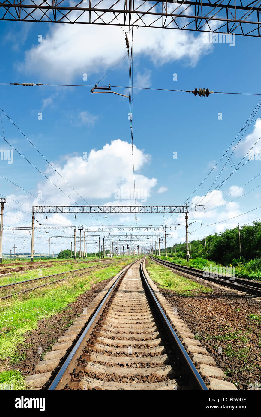 Summer railroad landscape Stock Photo - Alamy