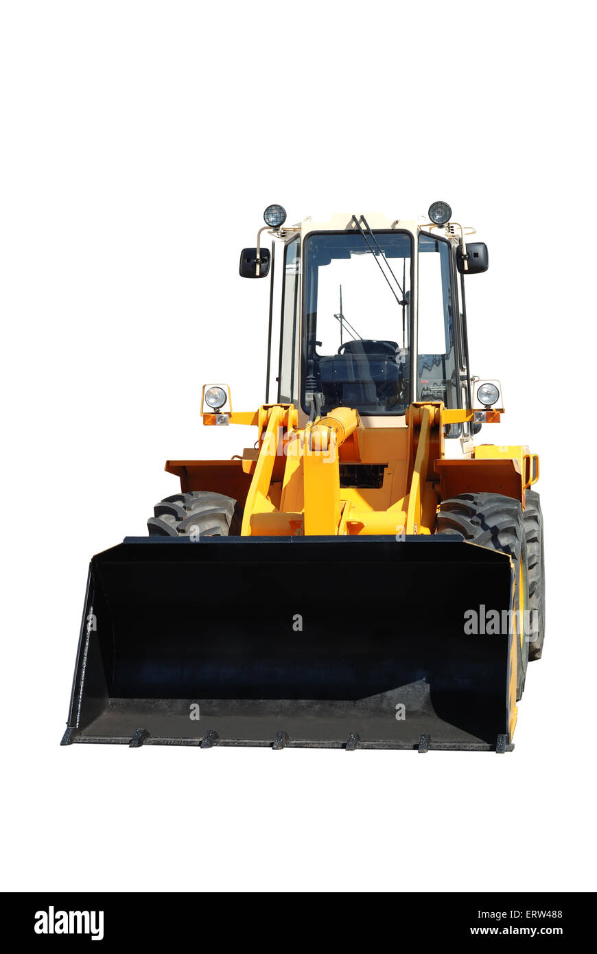 One new bulldozer isolated on white Stock Photo - Alamy