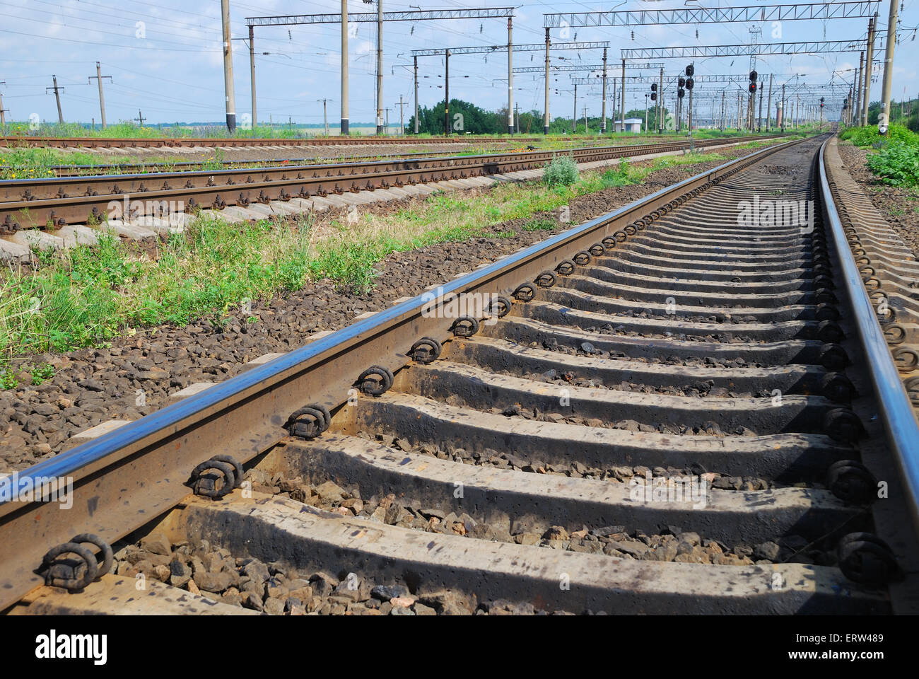Summer railroad landscape Stock Photo - Alamy