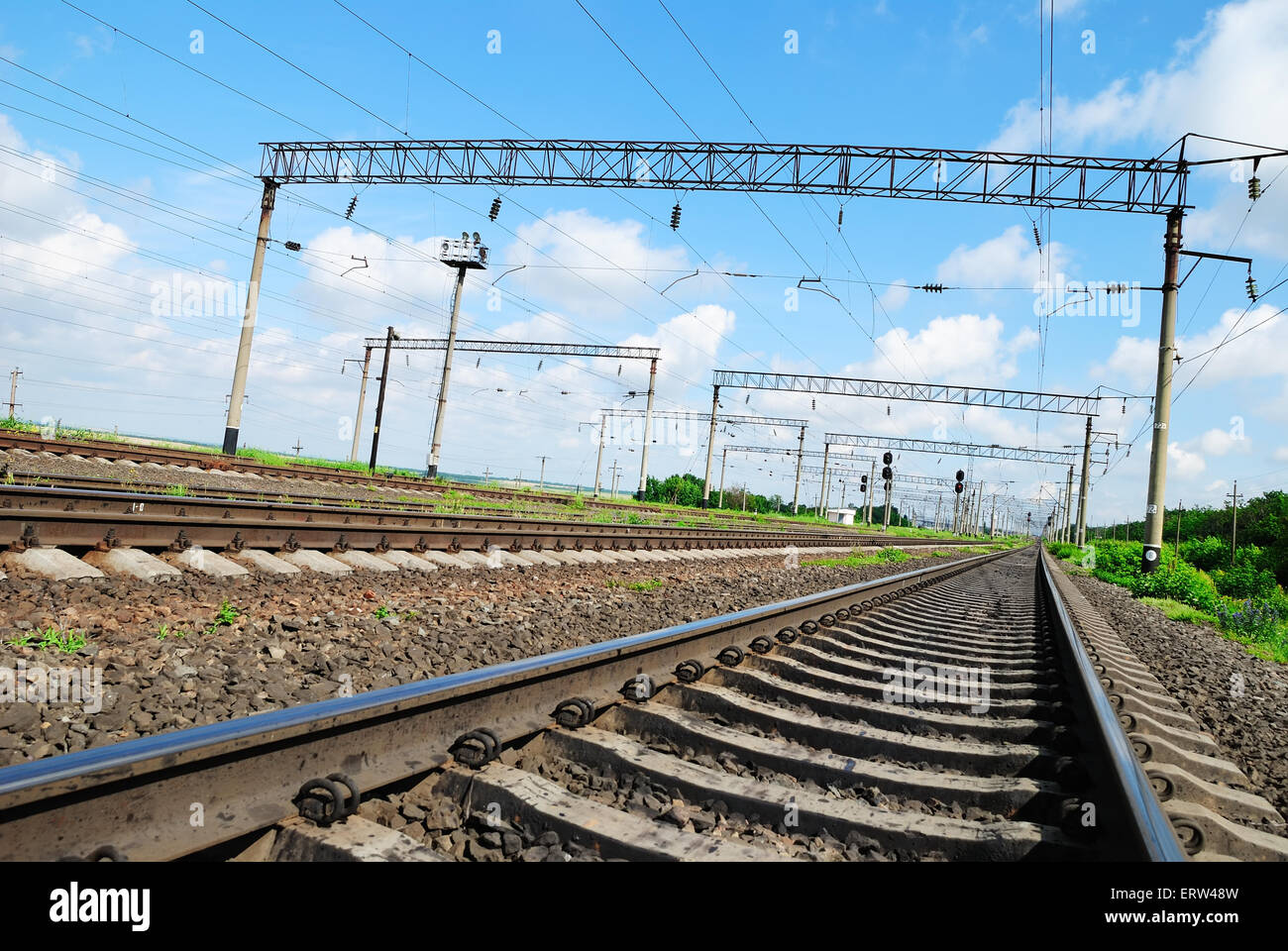 Summer railroad landscape Stock Photo - Alamy