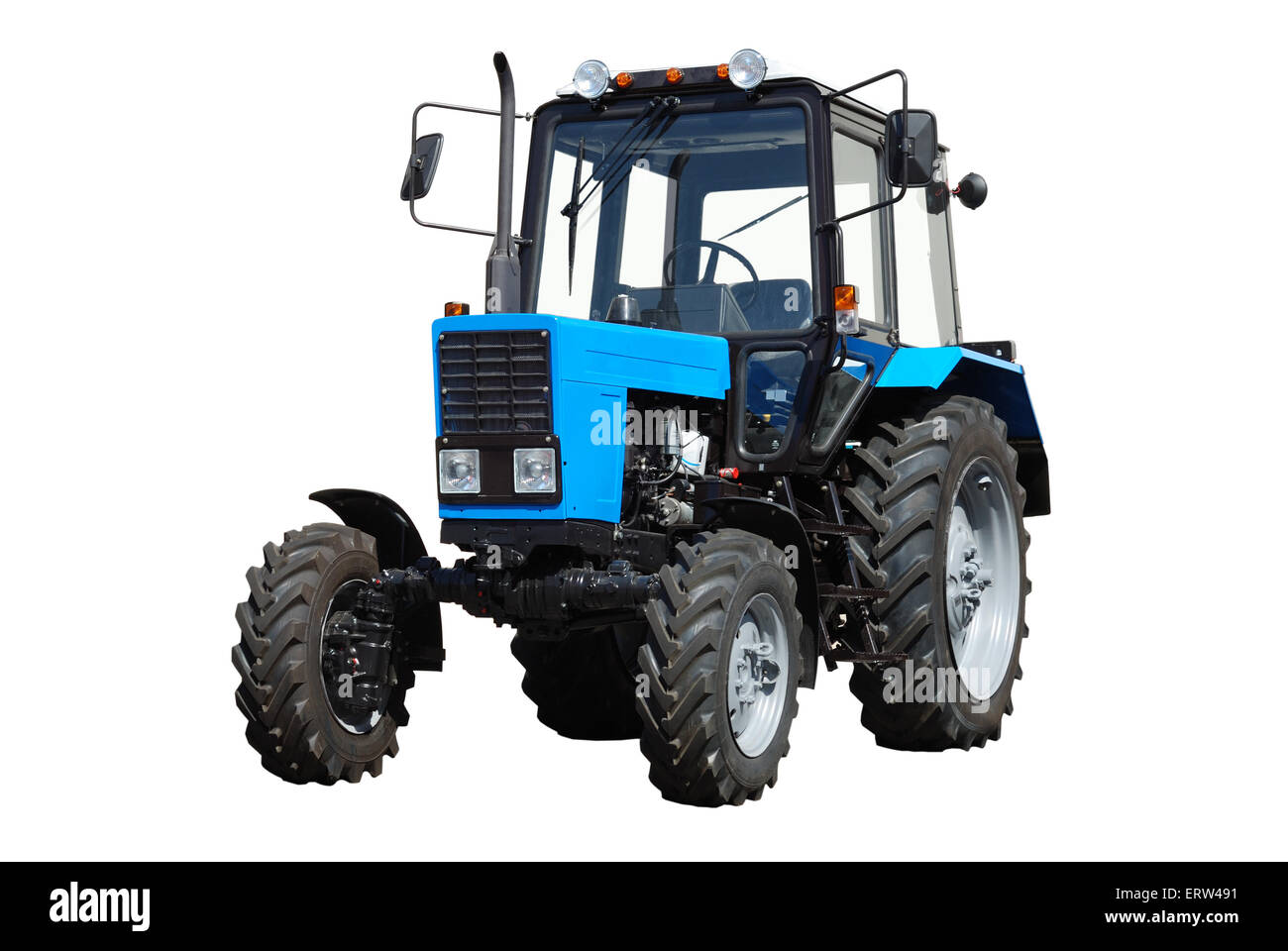 New blue tractor isolated on white background Stock Photo - Alamy