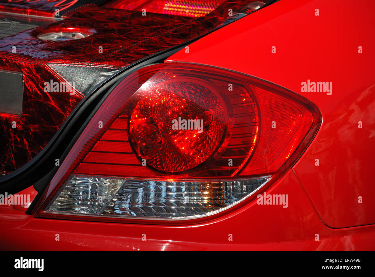 The rear view of the red custom car Stock Photo - Alamy