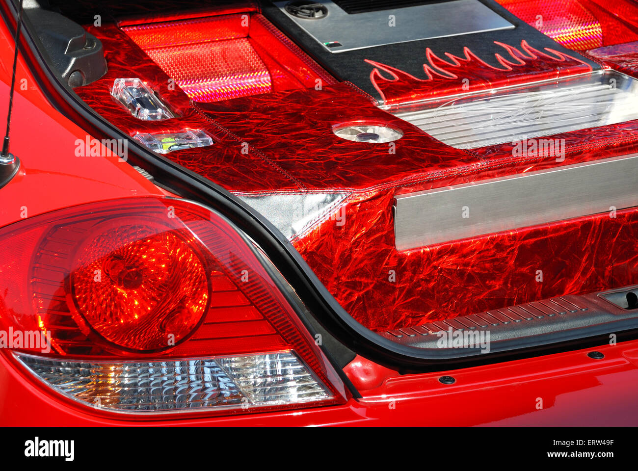 The rear view of the red modern car Stock Photo - Alamy