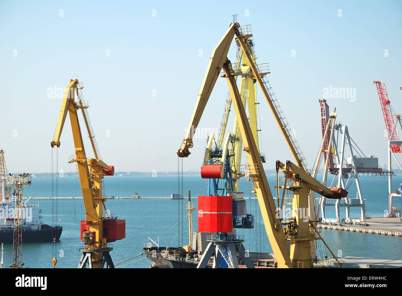 Port warehouse with containers and industrial cargoes Stock Photo - Alamy