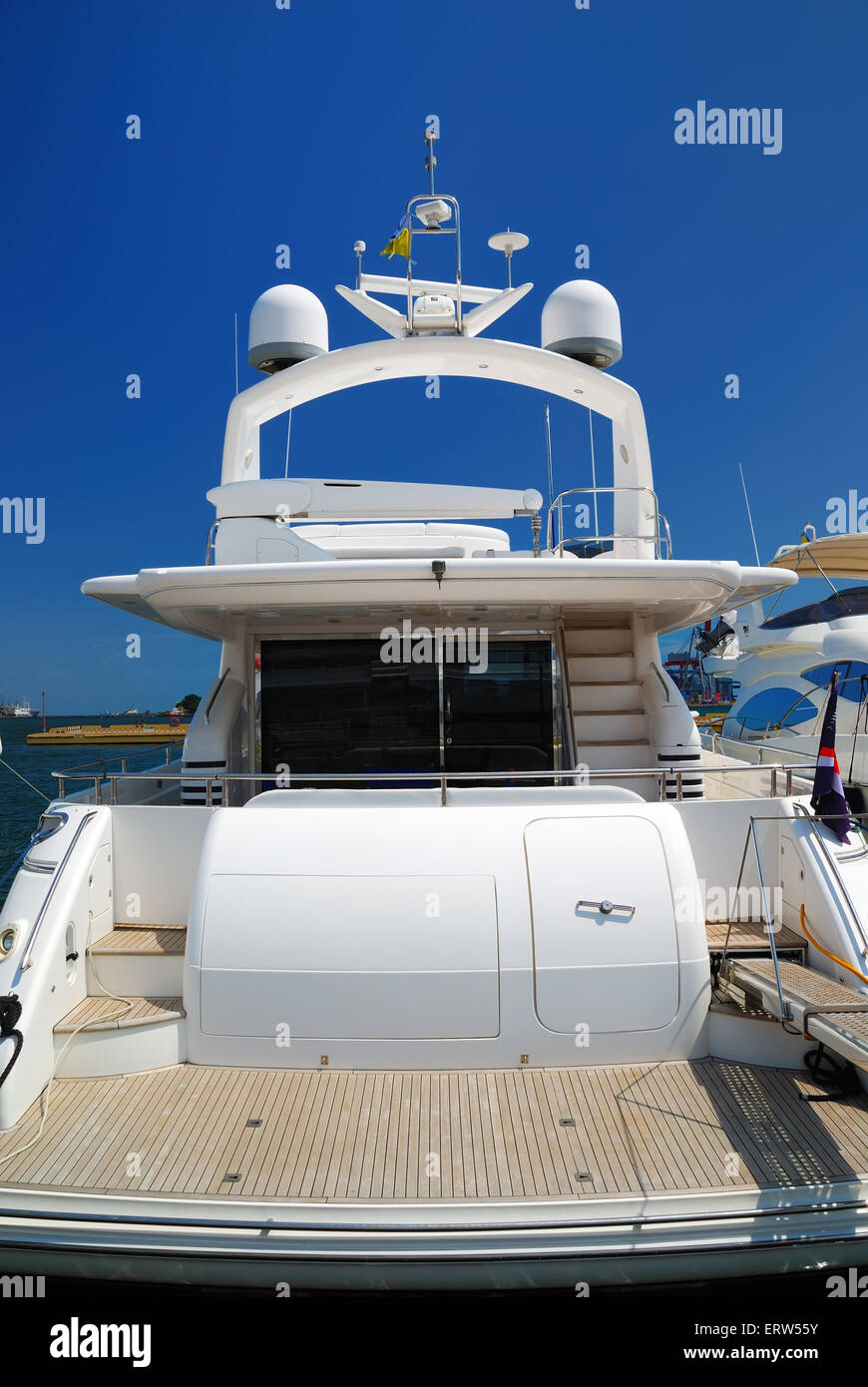 rear section of a yacht with ladder Stock Photo - Alamy