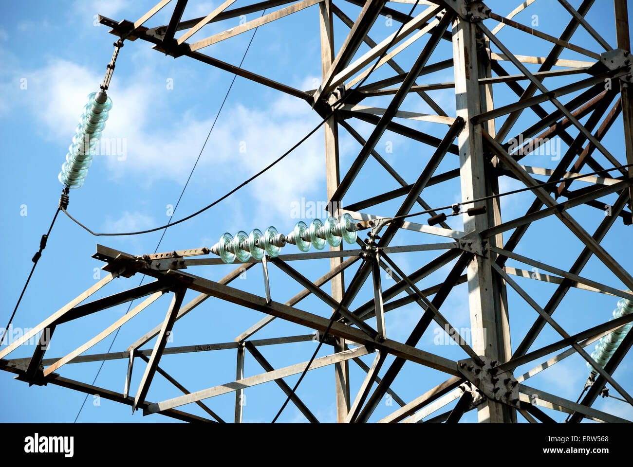 High voltage electric line at the field Stock Photo - Alamy