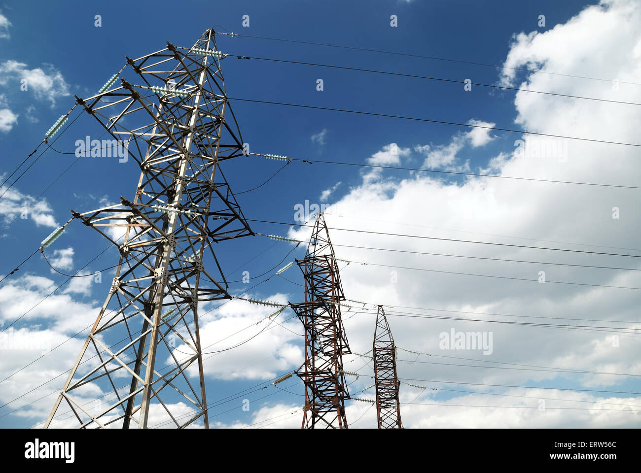 High voltage electric line at the field Stock Photo - Alamy