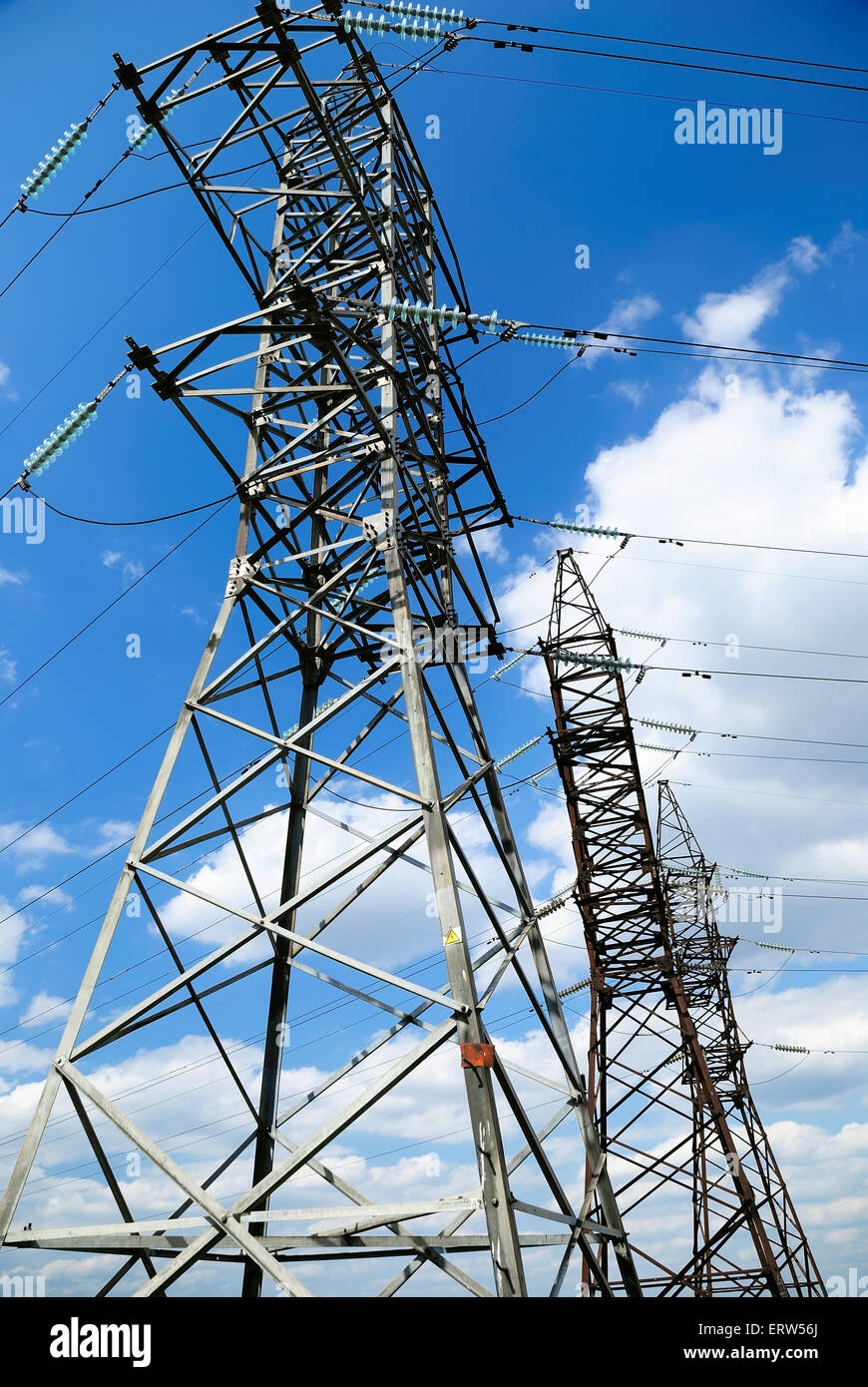 High voltage electric line at the field Stock Photo - Alamy