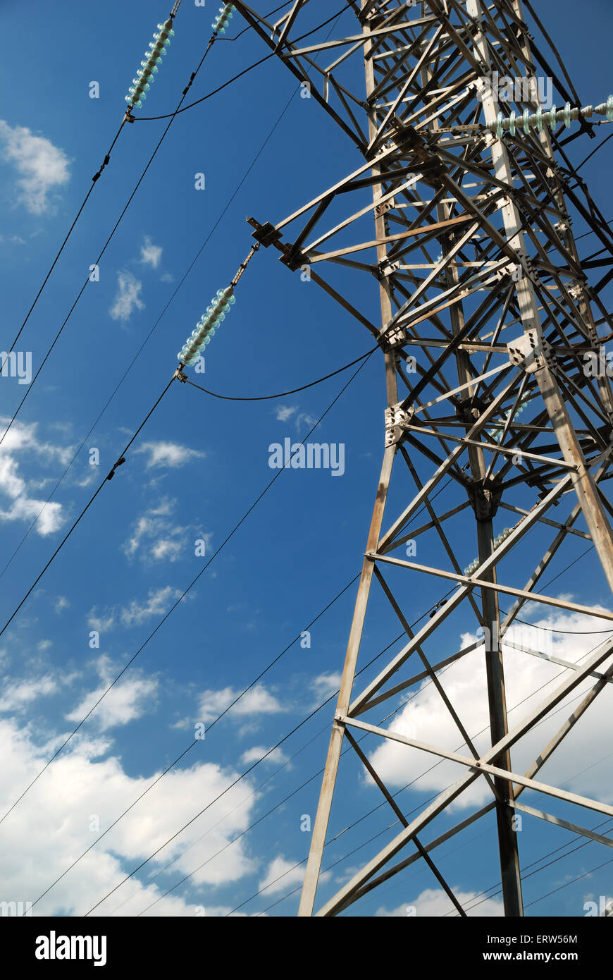 High voltage electric line at the field Stock Photo - Alamy