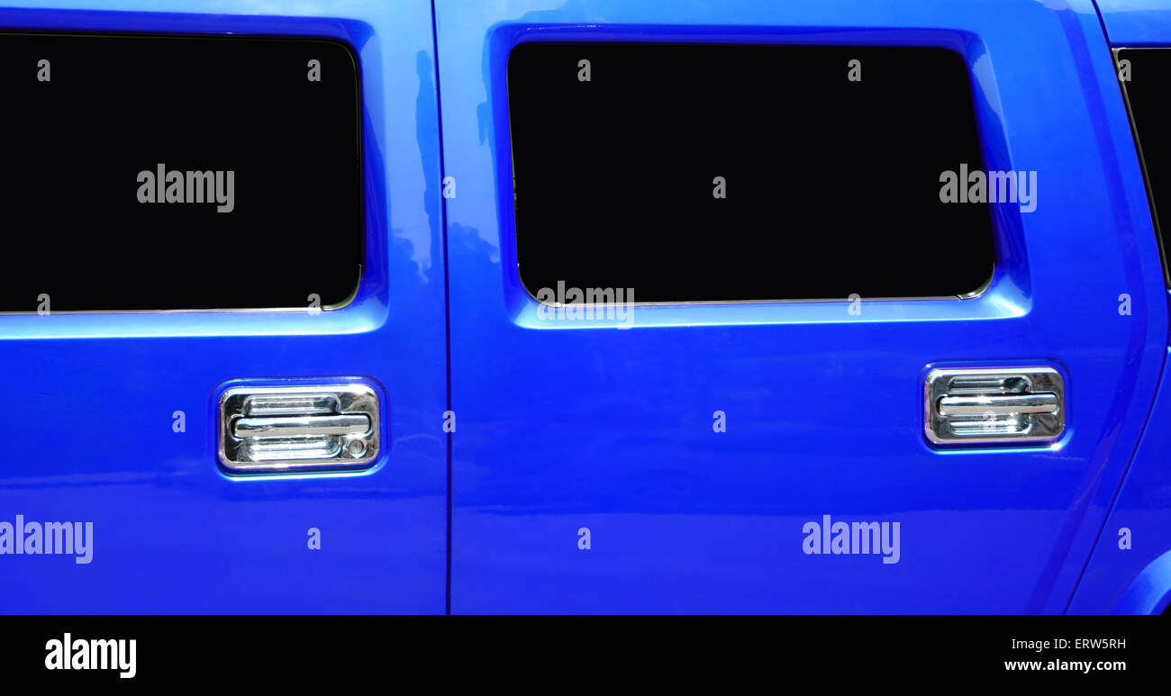 Doors and windows of the blue limousine Stock Photo - Alamy