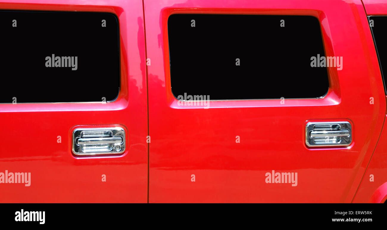 Doors and windows of the red limousine Stock Photo - Alamy