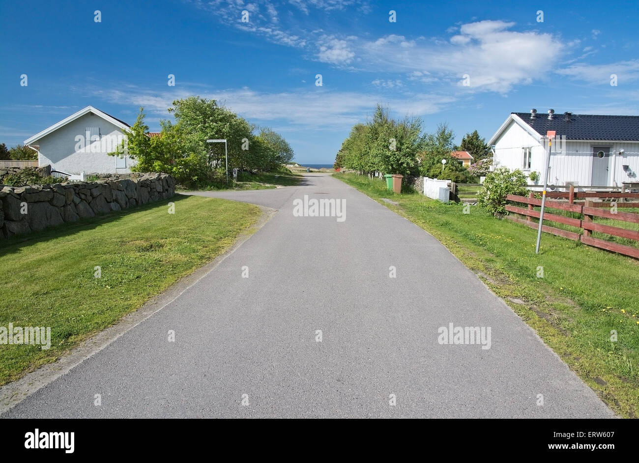 FALKENBERG, SWEDEN - JUNE 5, 2015: Street view towards the ocean on ...