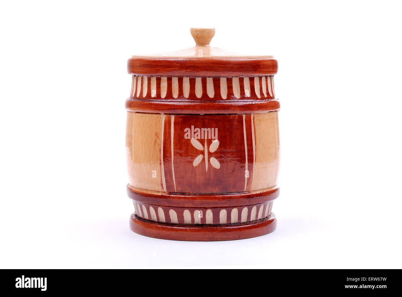 decorative wooden barrel isolated on white background Stock Photo - Alamy