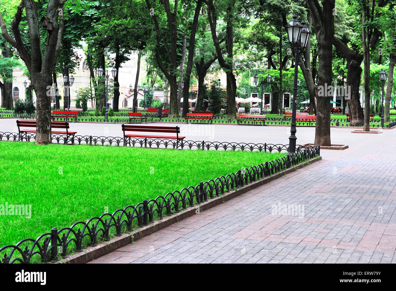 Summer day in public city park Stock Photo - Alamy