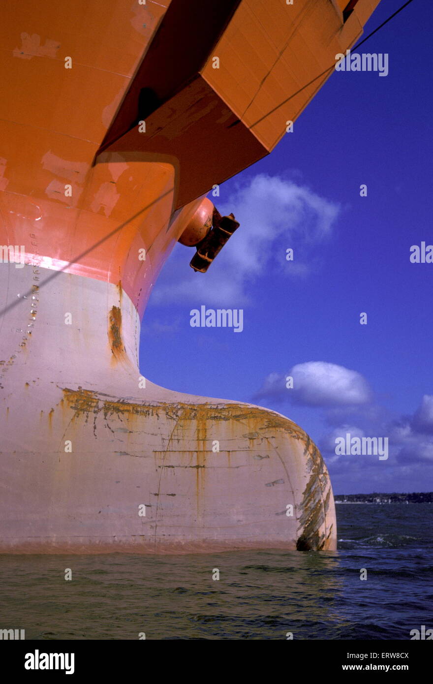 AJAXNETPHOTO. - SOLENT, ENGLAND. - SHIP BOW - THE BULBOUS BOW OF A ...