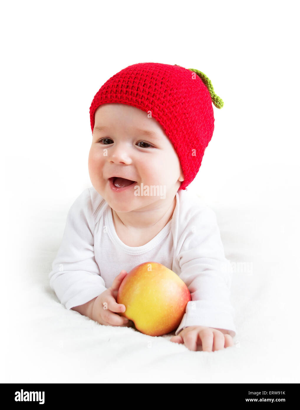 seven month old baby with apples Stock Photo - Alamy