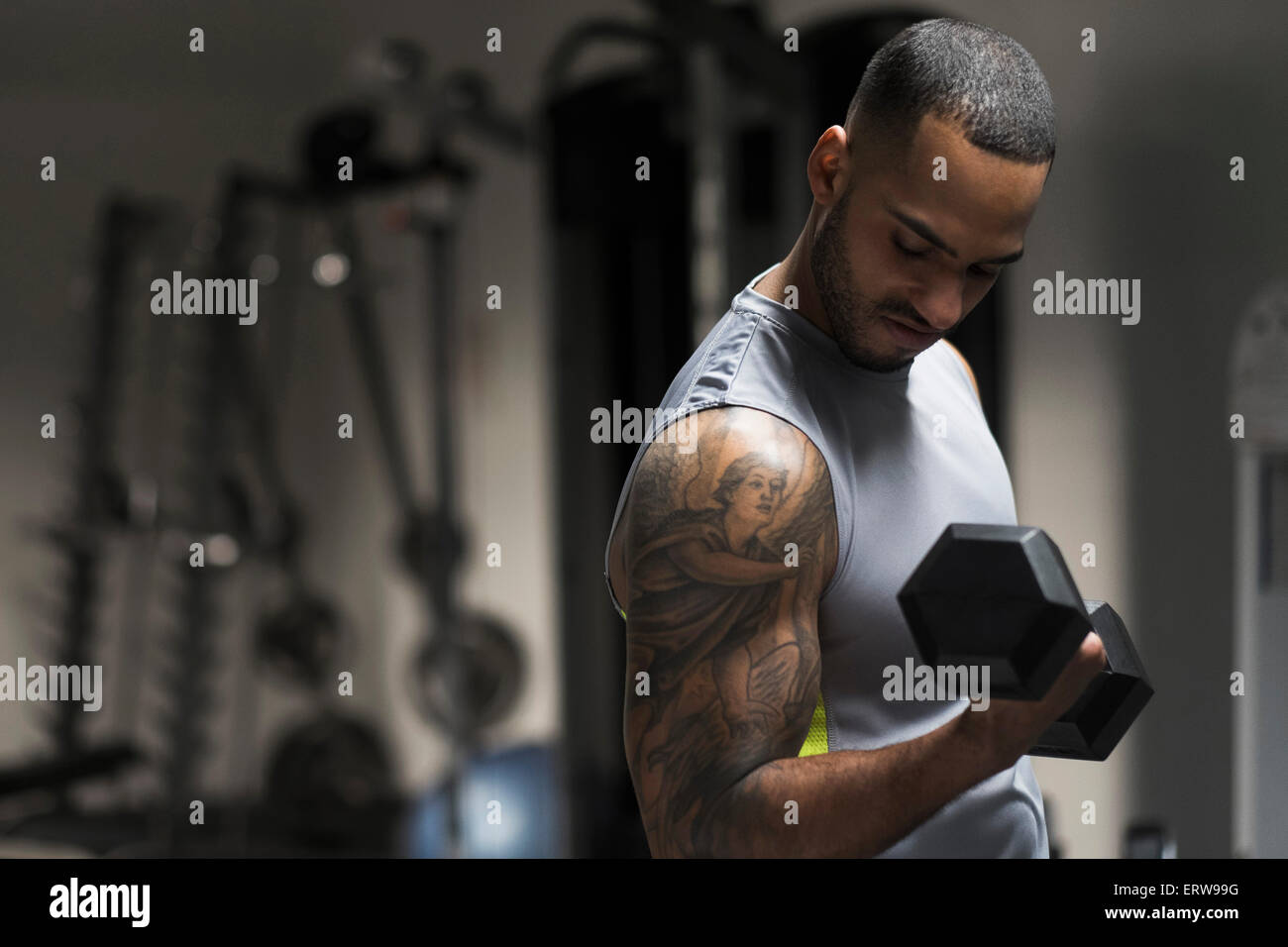 Man lifting weights at gym hi-res stock photography and images - Alamy