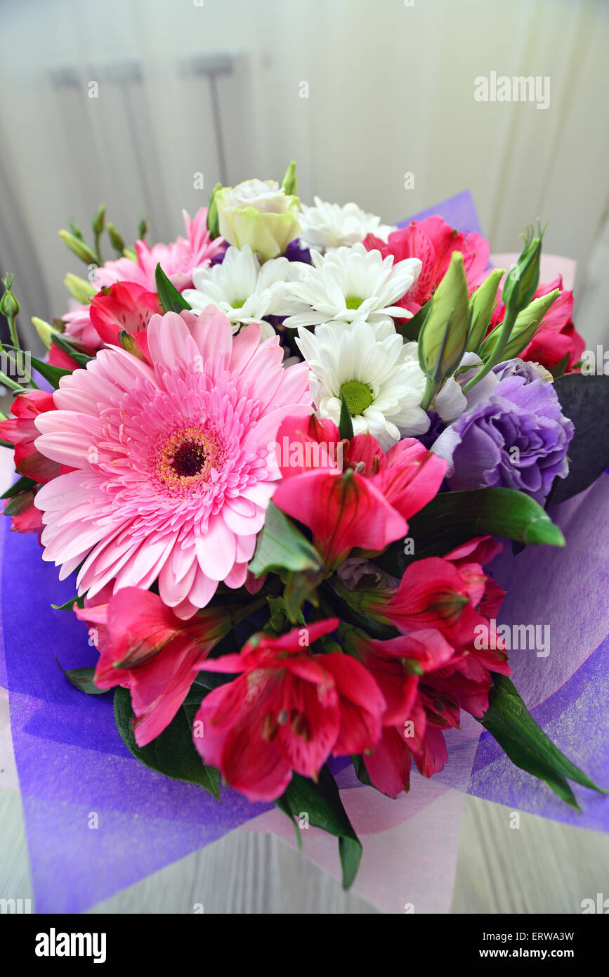 A bouquet of flowers with a gerbera Stock Photo - Alamy