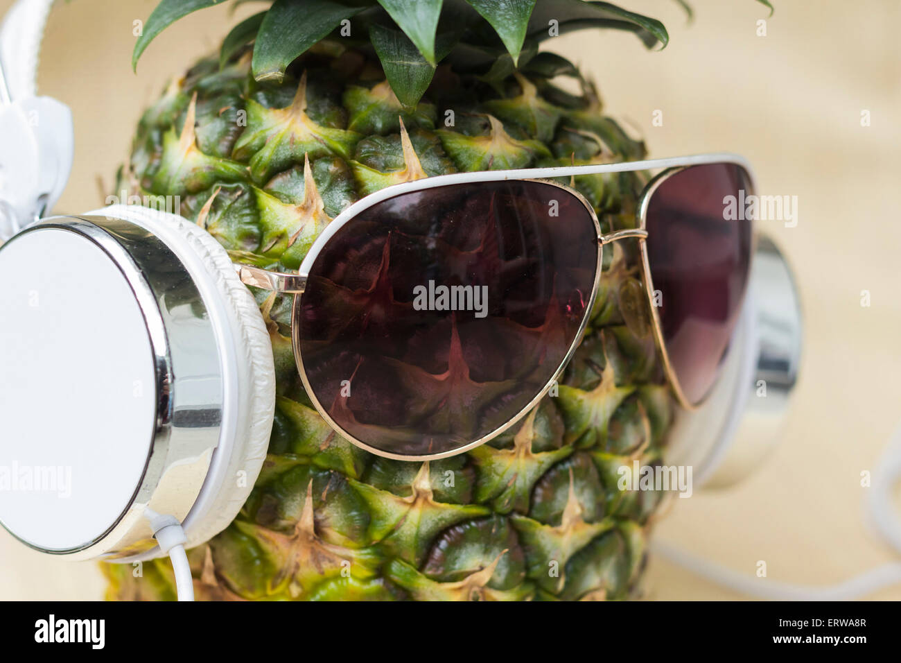 Cool pineapple with sunglasses and headphones in summer themed photo ...